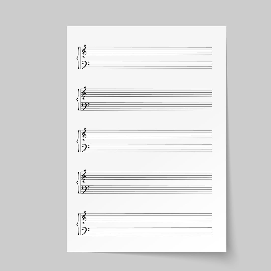 BLANK PIANO SHEET Music, Piano Manuscript Paper, Printable Blank Staff ...