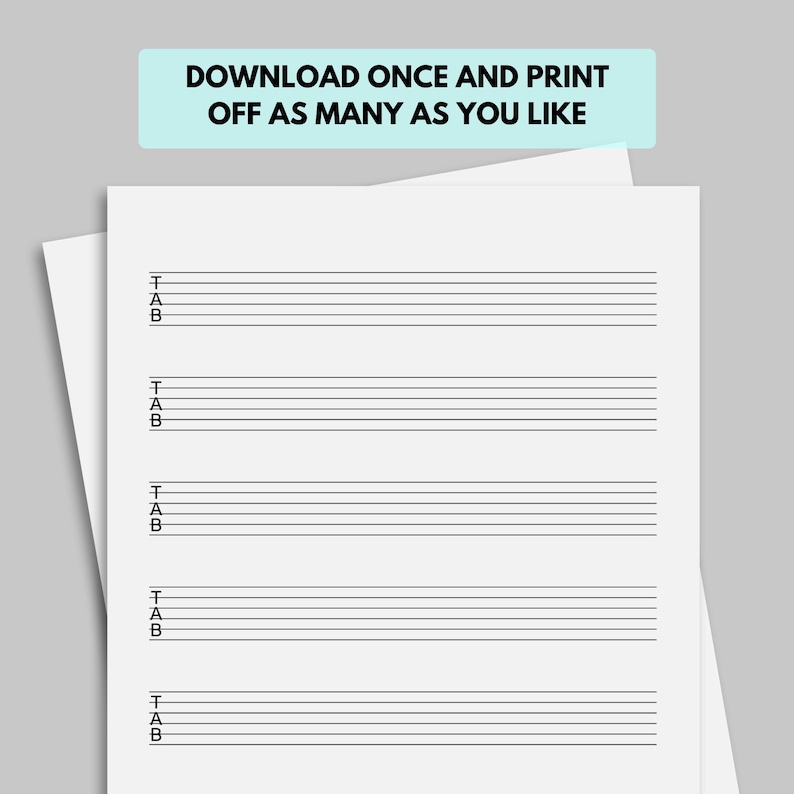 BLANK GUITAR TAB Paper, Printable Download, Blank Tabs, Guitar Chord ...