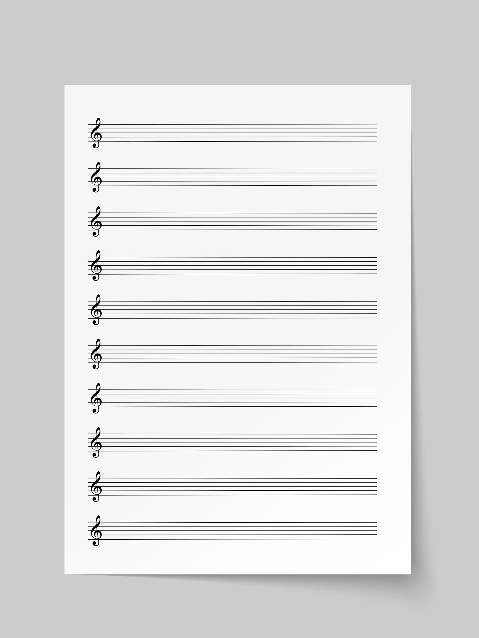 BLANK MANUSCRIPT PAPER - Treble Clef, Unlimited Print at Home Staff ...