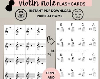VIOLIN NOTE FLASHCARDS -instant Download, Learn the Violin Notes ...