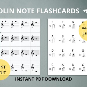VIOLIN NOTE FLASHCARDS instant Download, Learn the Violin Notes ...