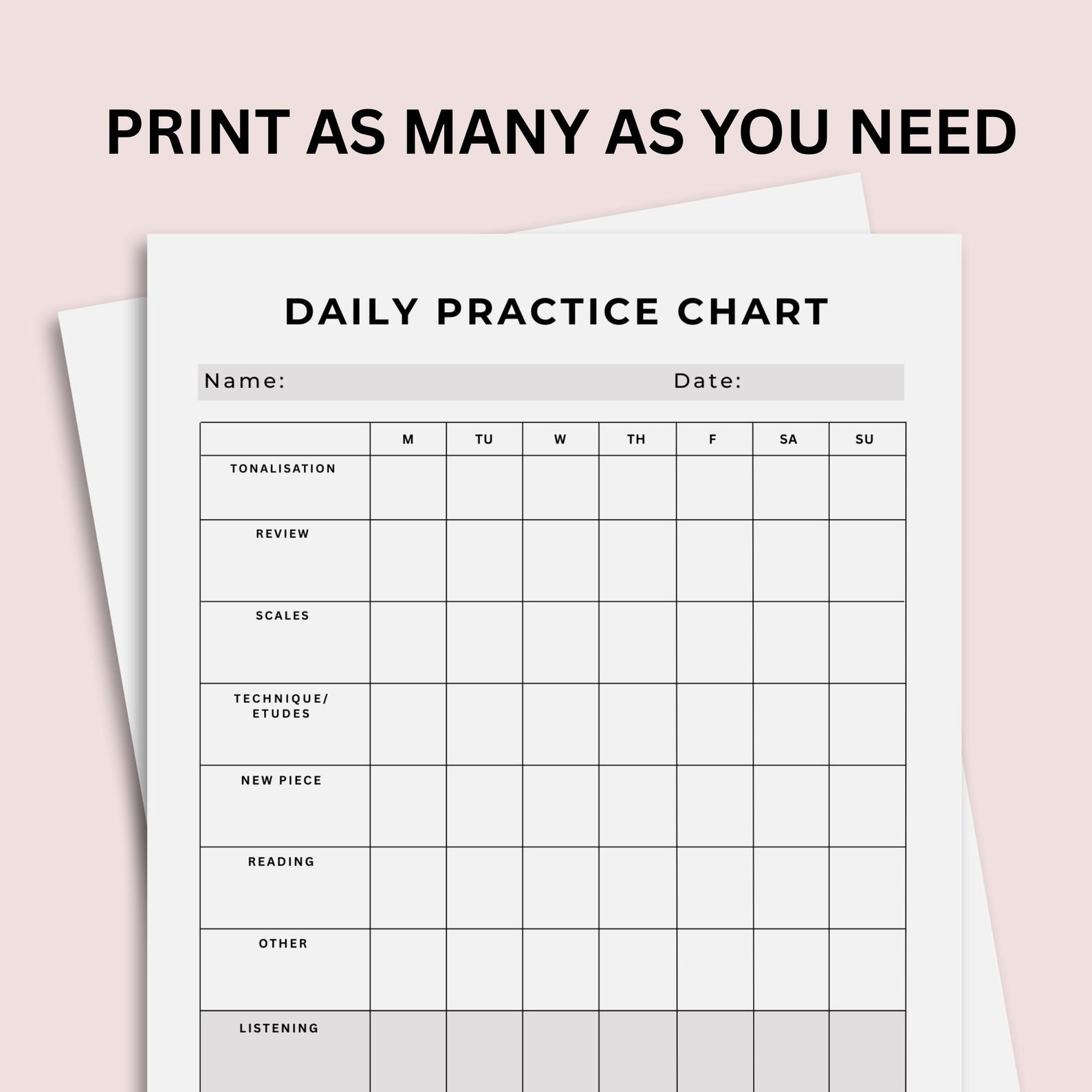 SUZUKI PRACTICE CHART, Music Practice Log, Editable Practice Sheet ...