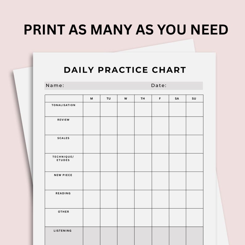 SUZUKI PRACTICE CHART, Music Practice Log, Editable Practice Sheet ...