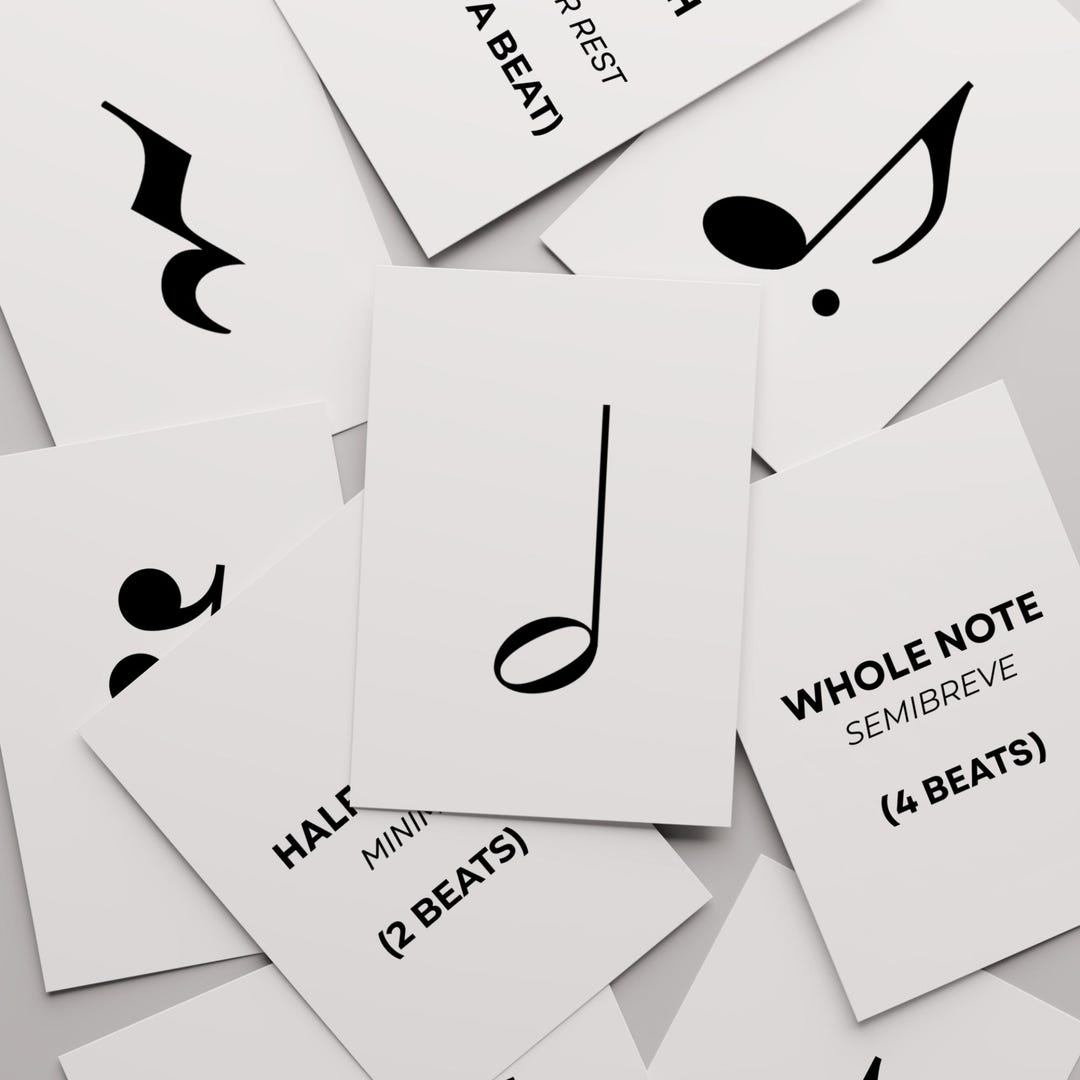 Music Note and Rest Values FLASHCARDS, Printable Notes and Rests Flash ...