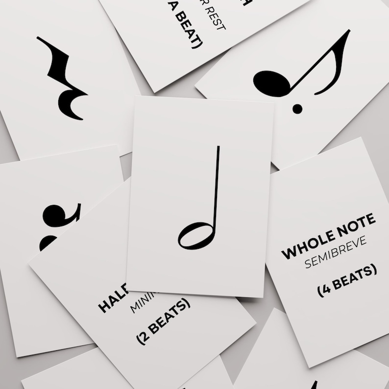 Music Note and Rest Values FLASHCARDS, Printable Notes and Rests Flash ...