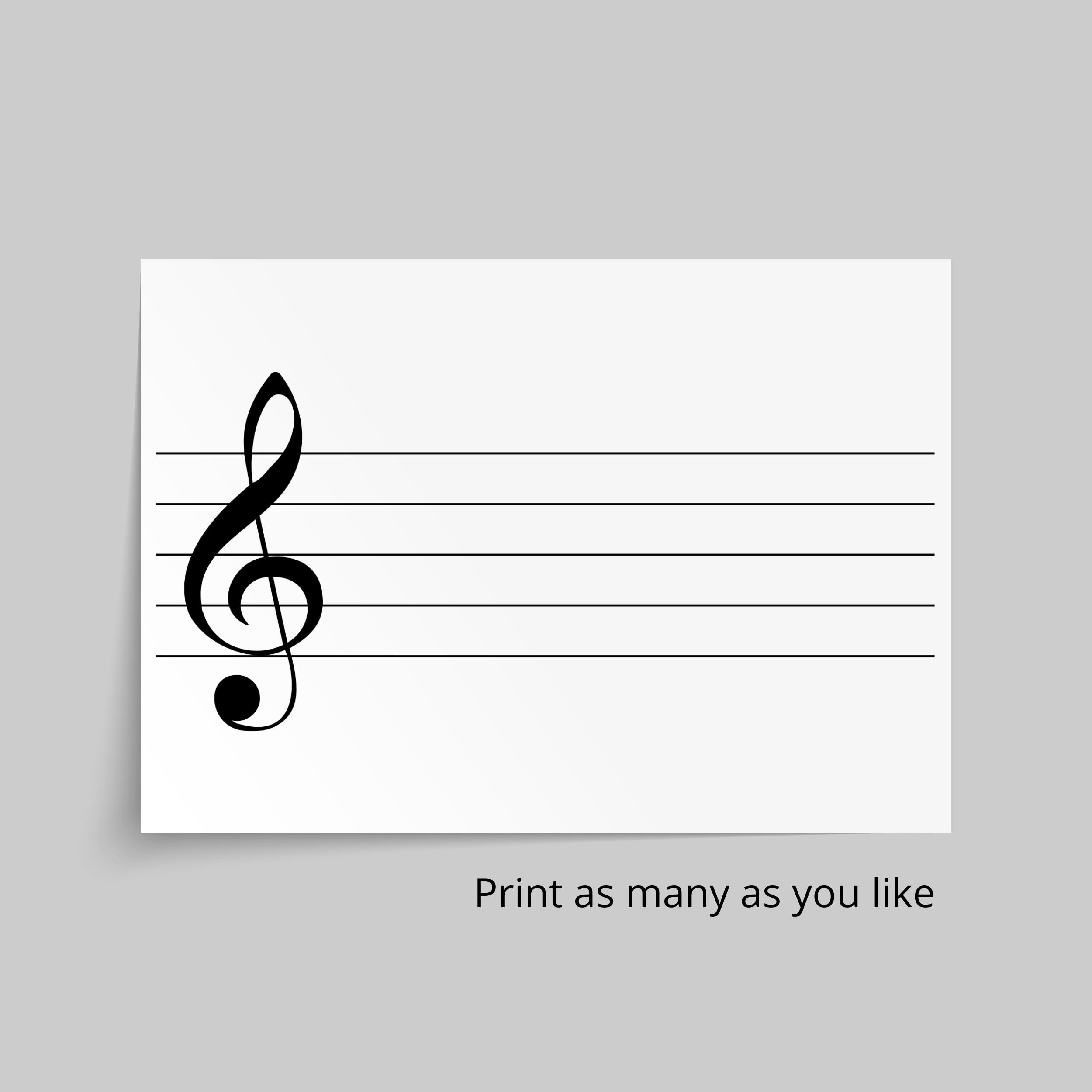 GIANT TREBLE CLEF, Printable Music Staff, G Clef Staff, Teach Music ...