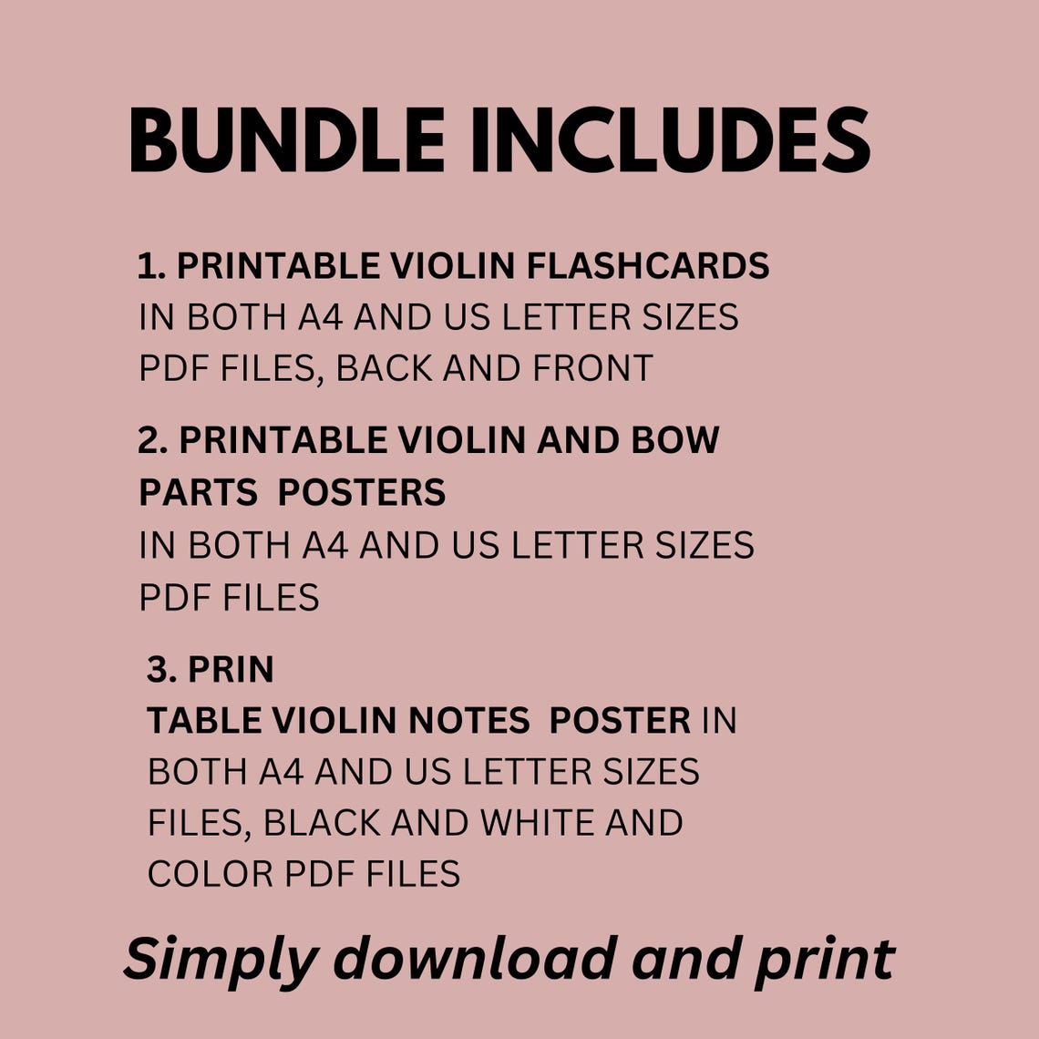 BEGINNER VIOLINIST BUNDLE, Violin Printable, Violin Notes, Violin ...