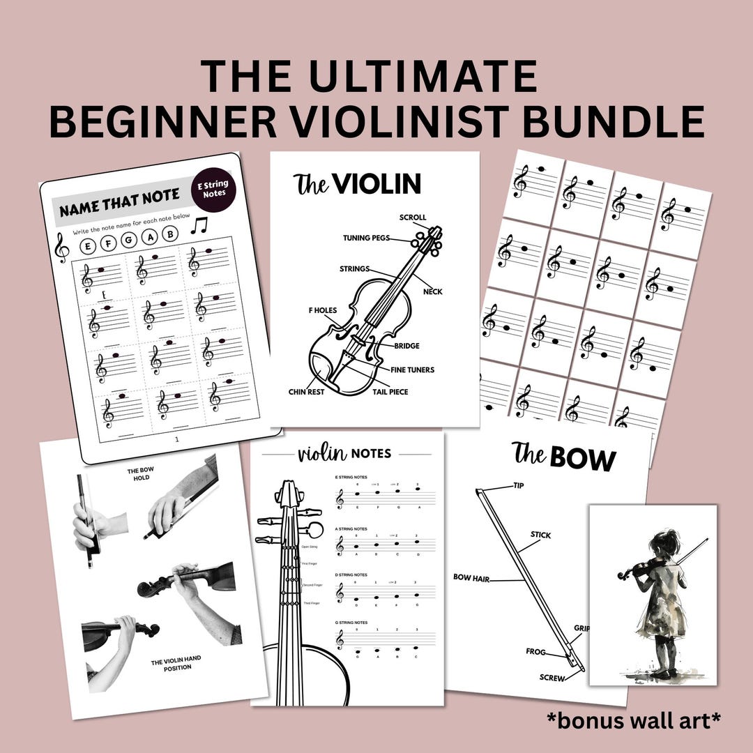 ULTIMATE BEGINNER VIOLINIST Bundle, Violin Printable, Violin Notes ...