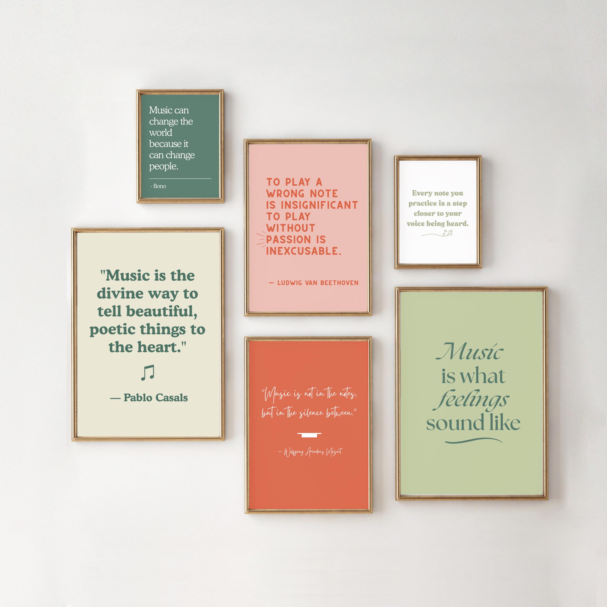 Inspirational Music Quote Wall Art Bundle, Music Studio Gallery Art ...
