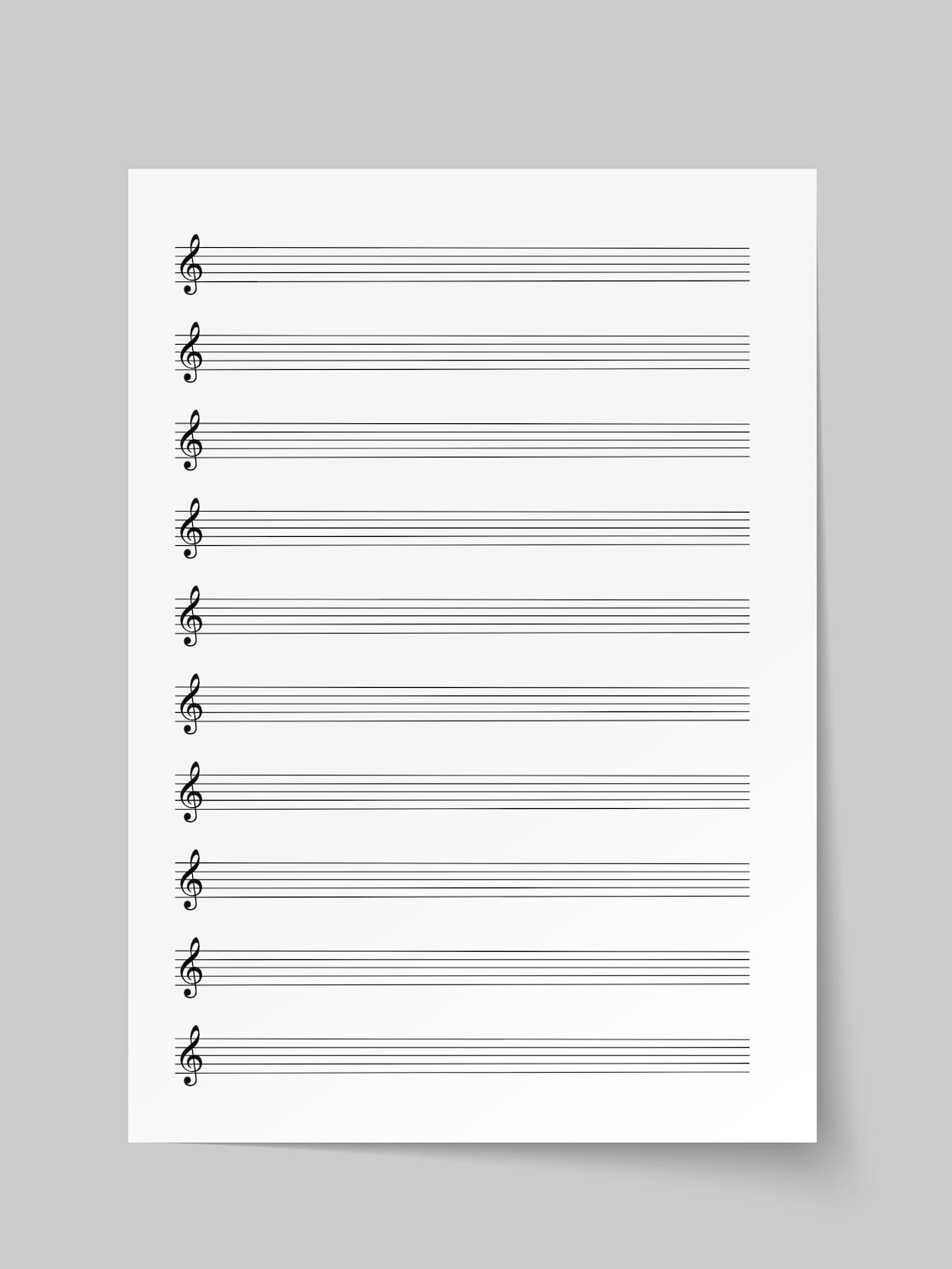 BLANK MANUSCRIPT PAPER - Treble Clef, Unlimited Print at Home Staff ...