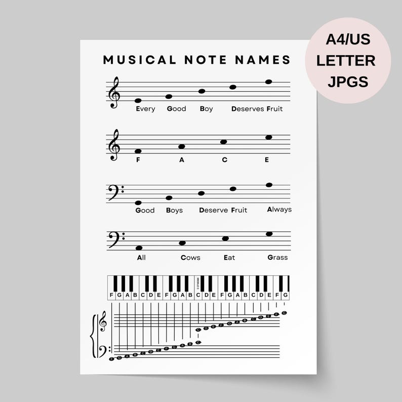 6 Beginner Music Posters, Set of Music Education Handouts, Beginner ...