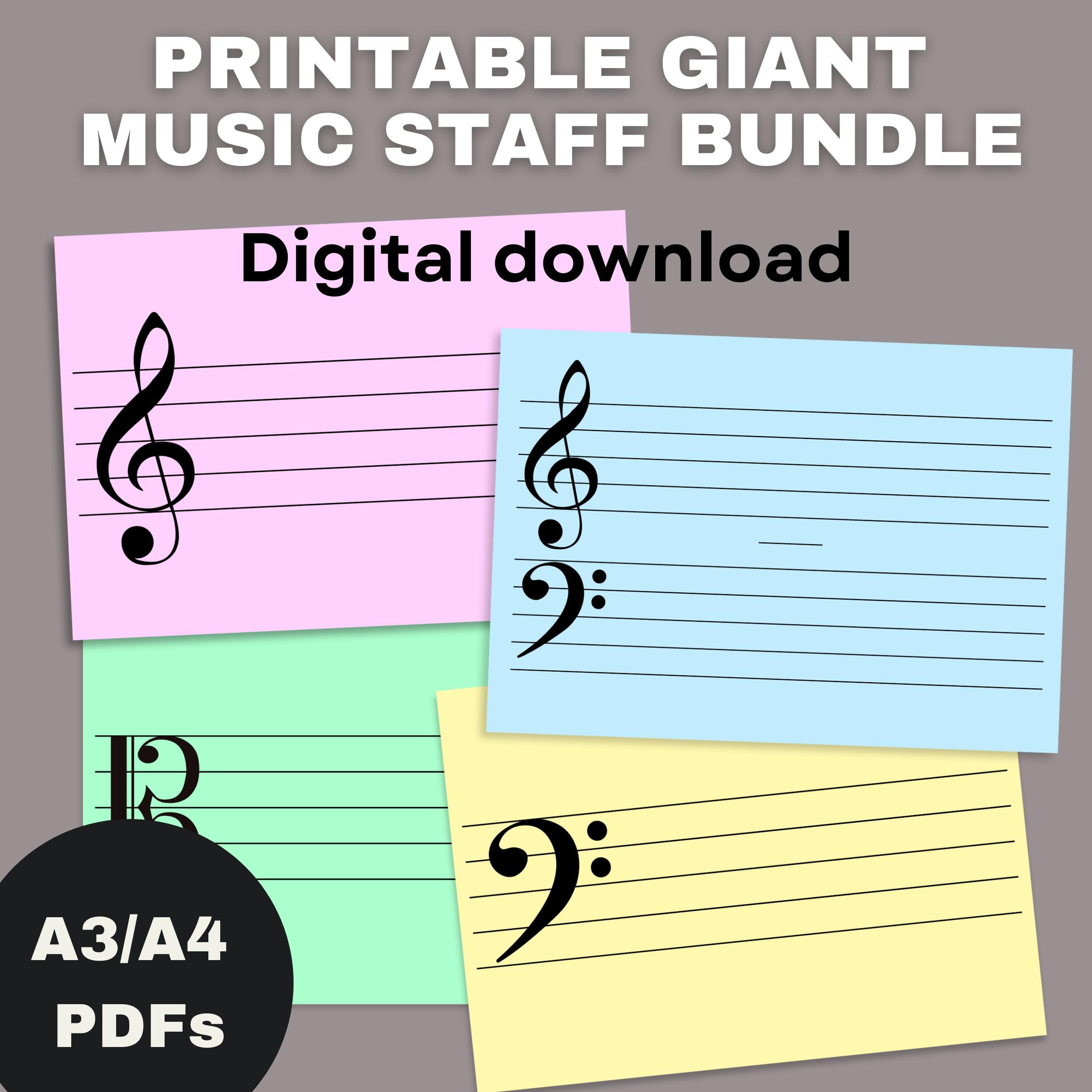 GIANT MUSIC STAFF Printable, Giant Treble Clef, Music Teaching Resource ...