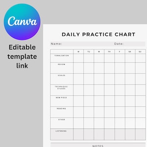 SUZUKI PRACTICE CHART, Music Practice Log, Editable Practice Sheet ...