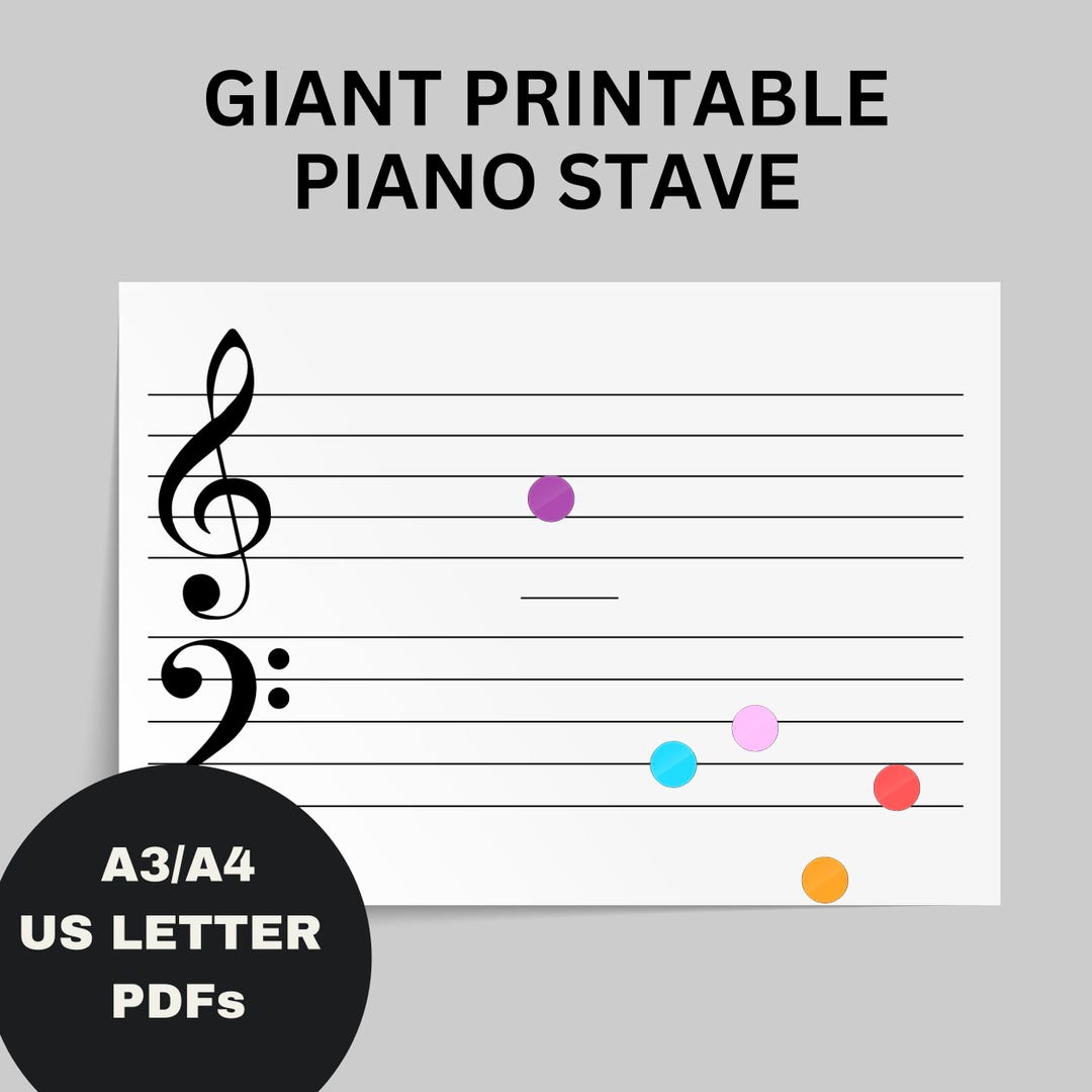 GIANT PIANO STAFF, Piano Notes, Printable Music Staff, Piano Teacher ...