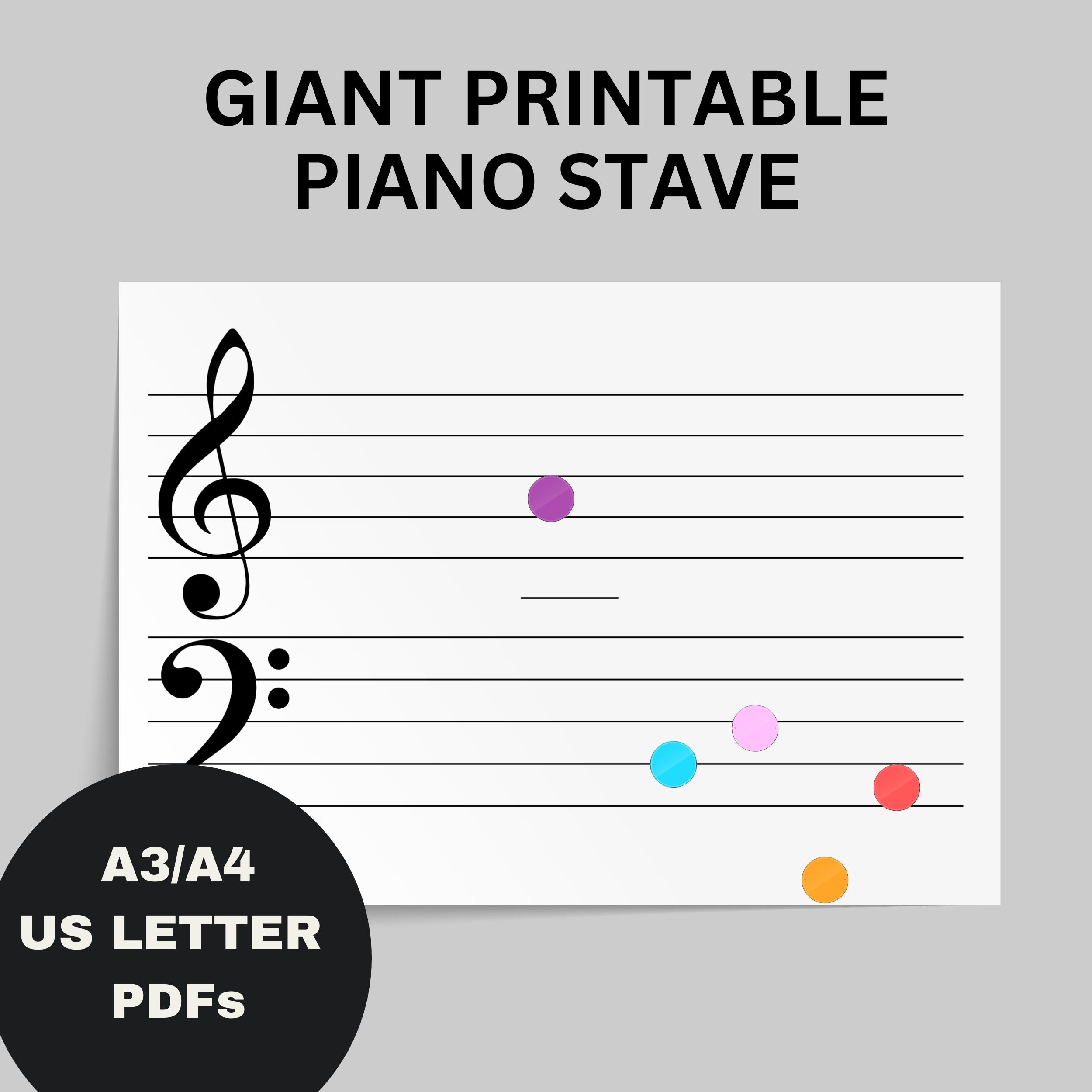 GIANT PIANO STAFF, Piano Notes, Printable Music Staff, Piano Teacher ...