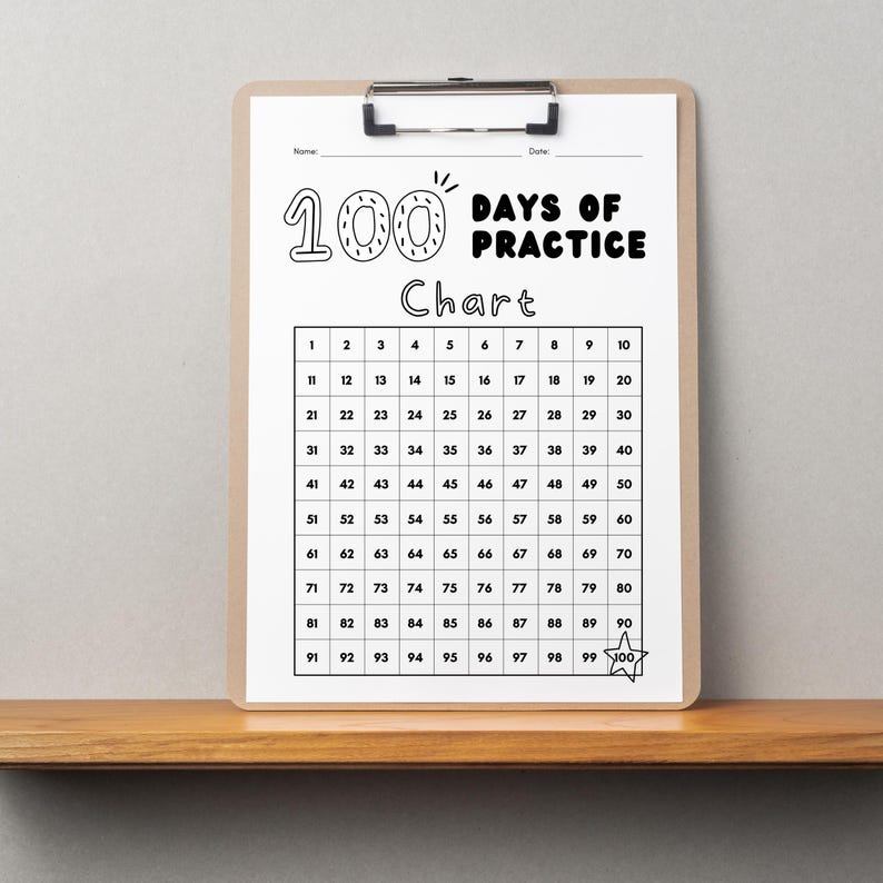 100 Days of Practice Chart, One Hundred Days Challenge, Violin Practice ...
