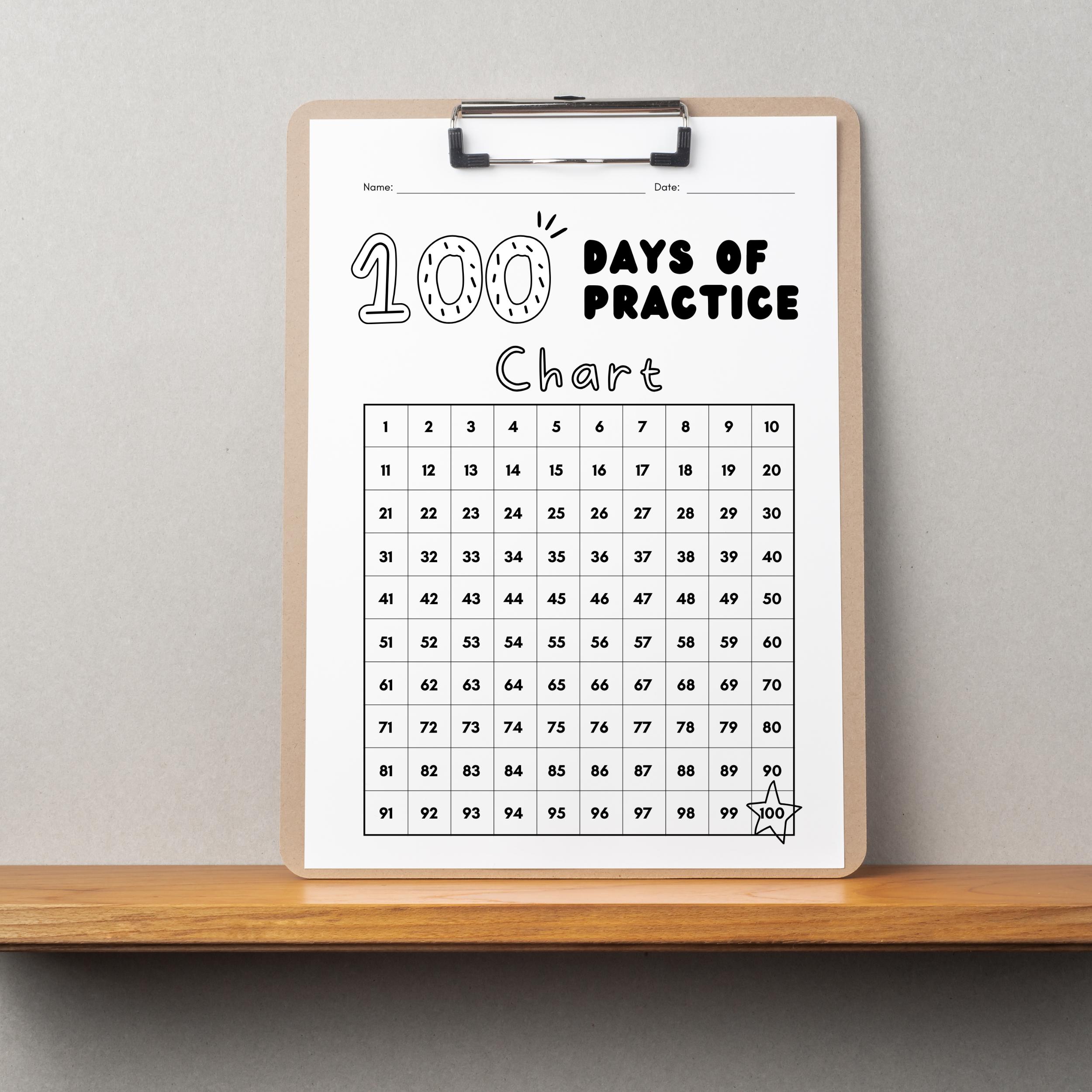 100 Days of Practice Chart, One Hundred Days Challenge, Violin Practice, Piano Tracker, Music ...