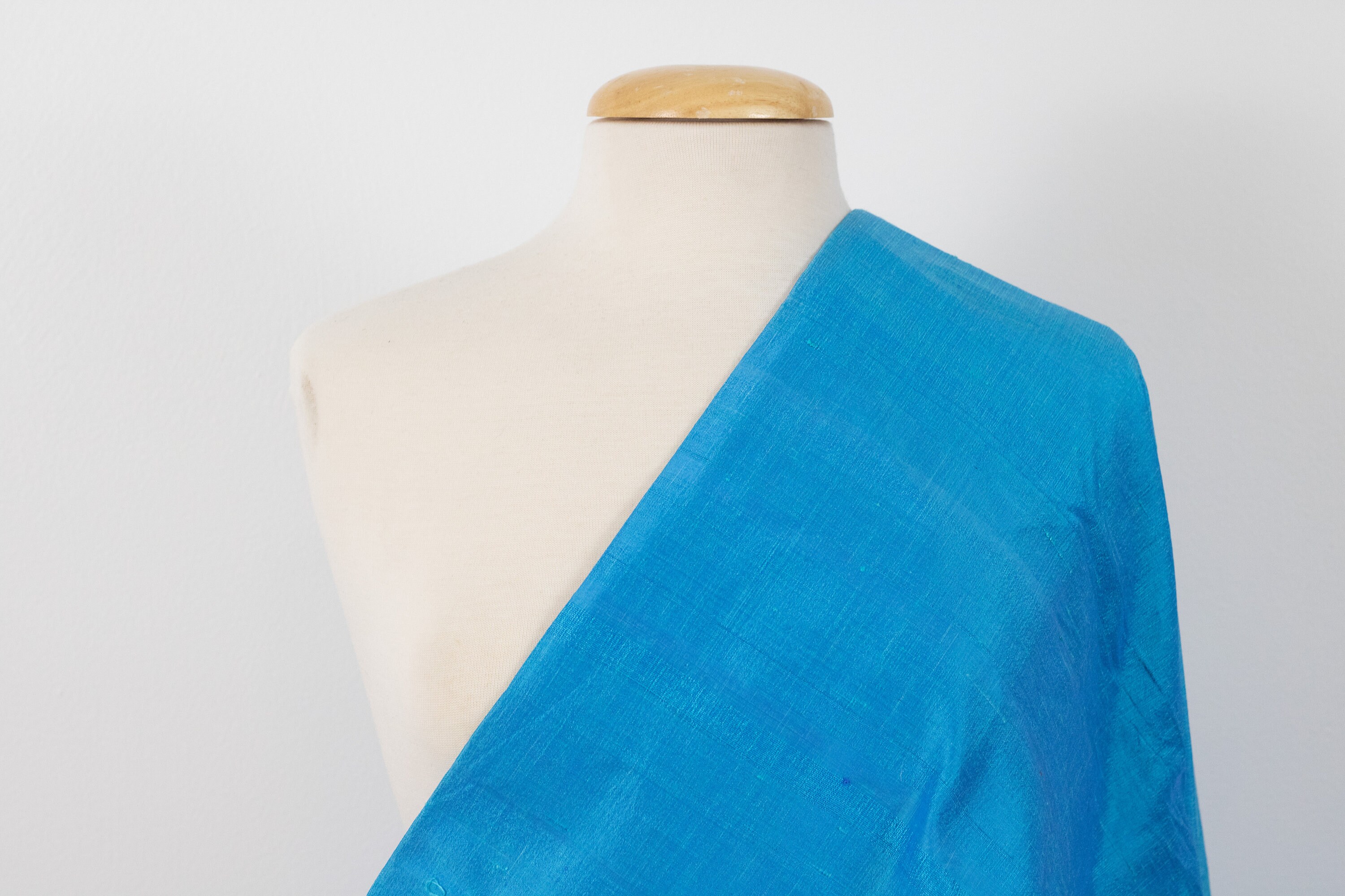 Vintage Electric Blue Slubby Silk Fabric Sold by the Half Yard Light ...