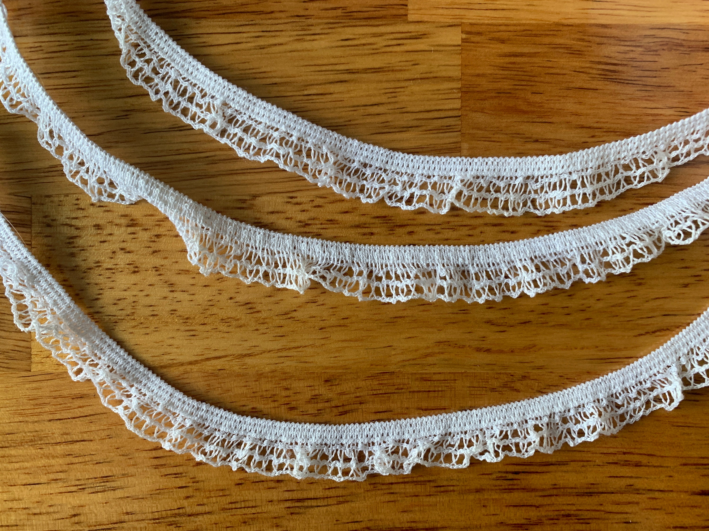 Vintage White Elastic Lace Trim - 1/2in Wide - Sold by the Half Yard ...