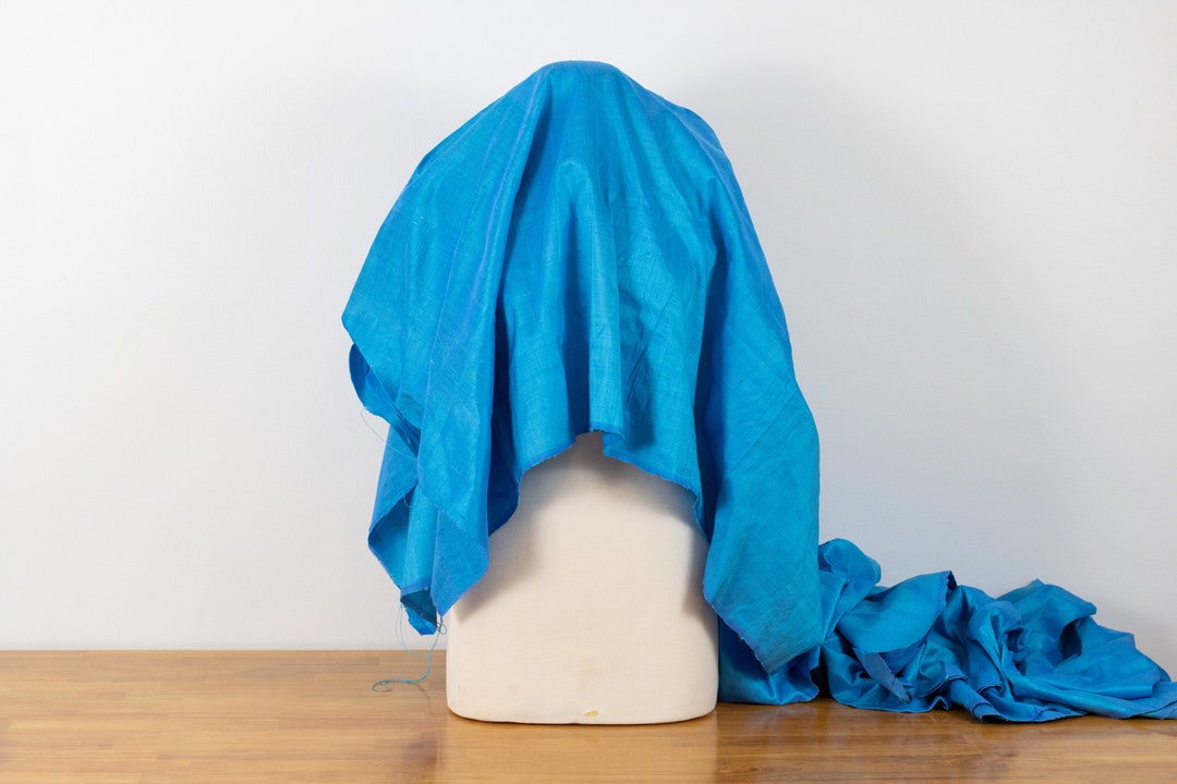 Vintage Electric Blue Slubby Silk Fabric Sold by the Half Yard Light ...