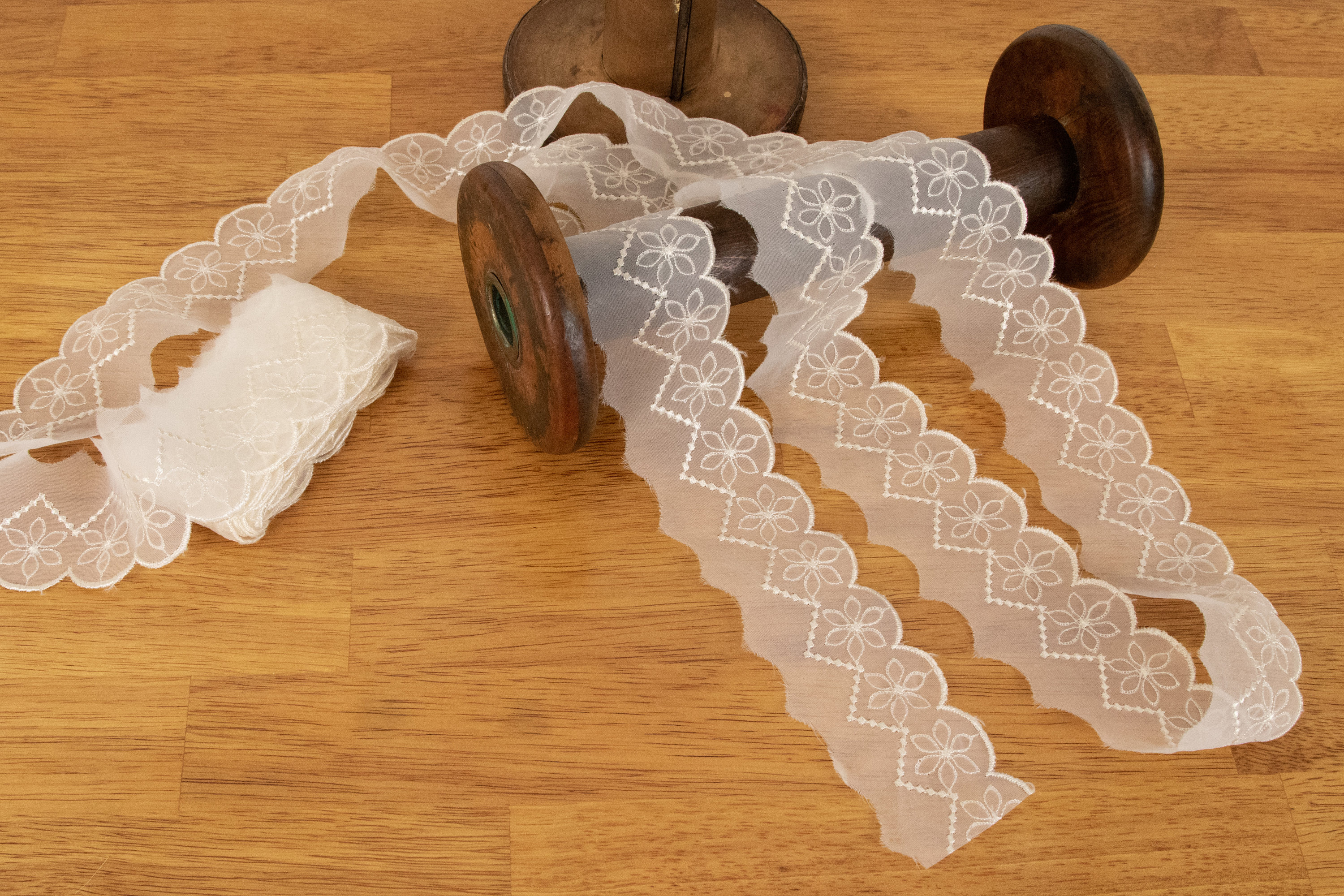 Vintage Embroidered Organza Lace Trim - 2in Wide - Sold by the Half ...