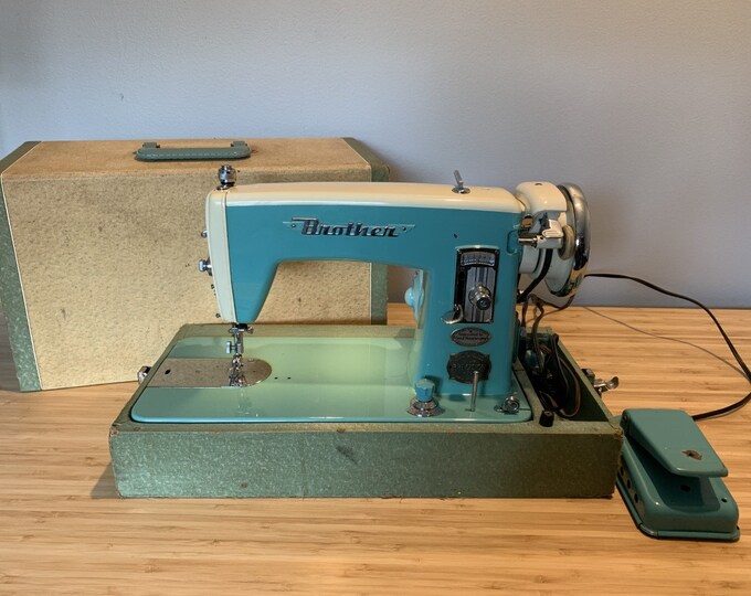 Vintage Brother Deluxe Precision Sewing Machine - Aqua Blue and Cream ...