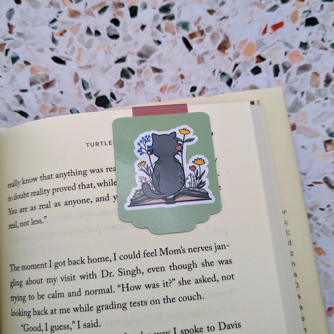 Magnetic Cat Bookmark | Kitty Sitting in Flower Bookmark | Handmade ...