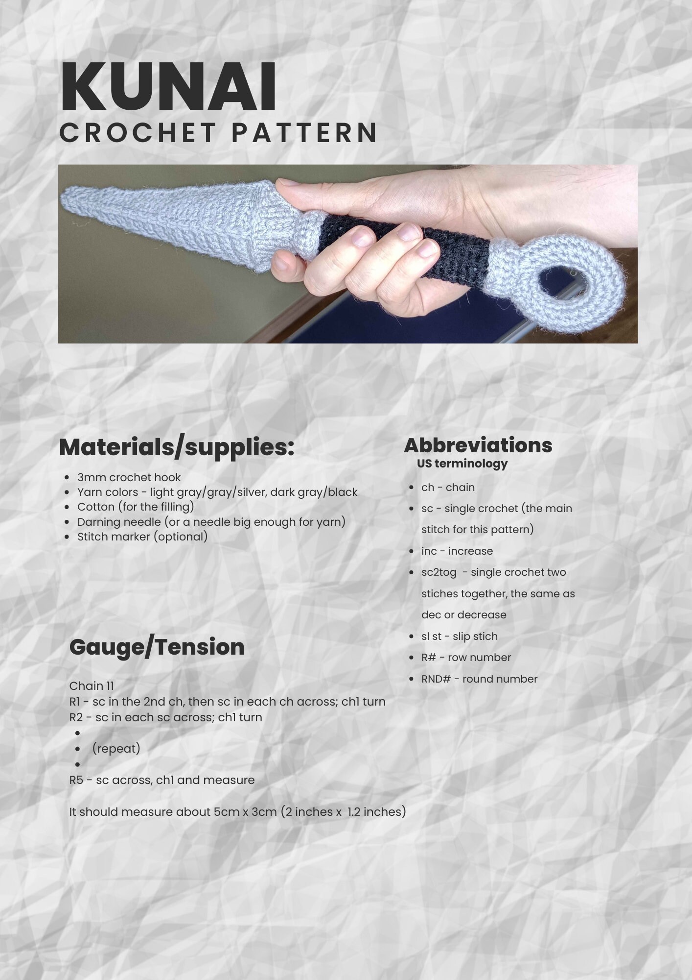 Kunai Crochet Pattern - PDF File Only - Digital Download - Etsy