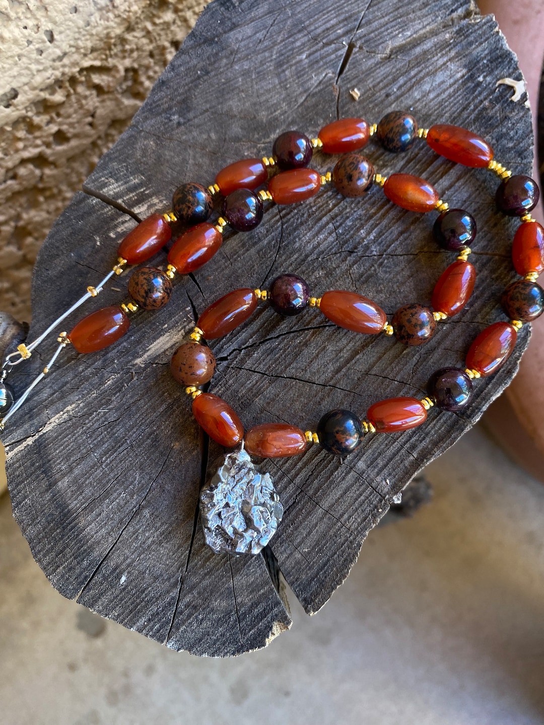 Meteorite Beaded Necklace, Jewelry, Handmade - Etsy