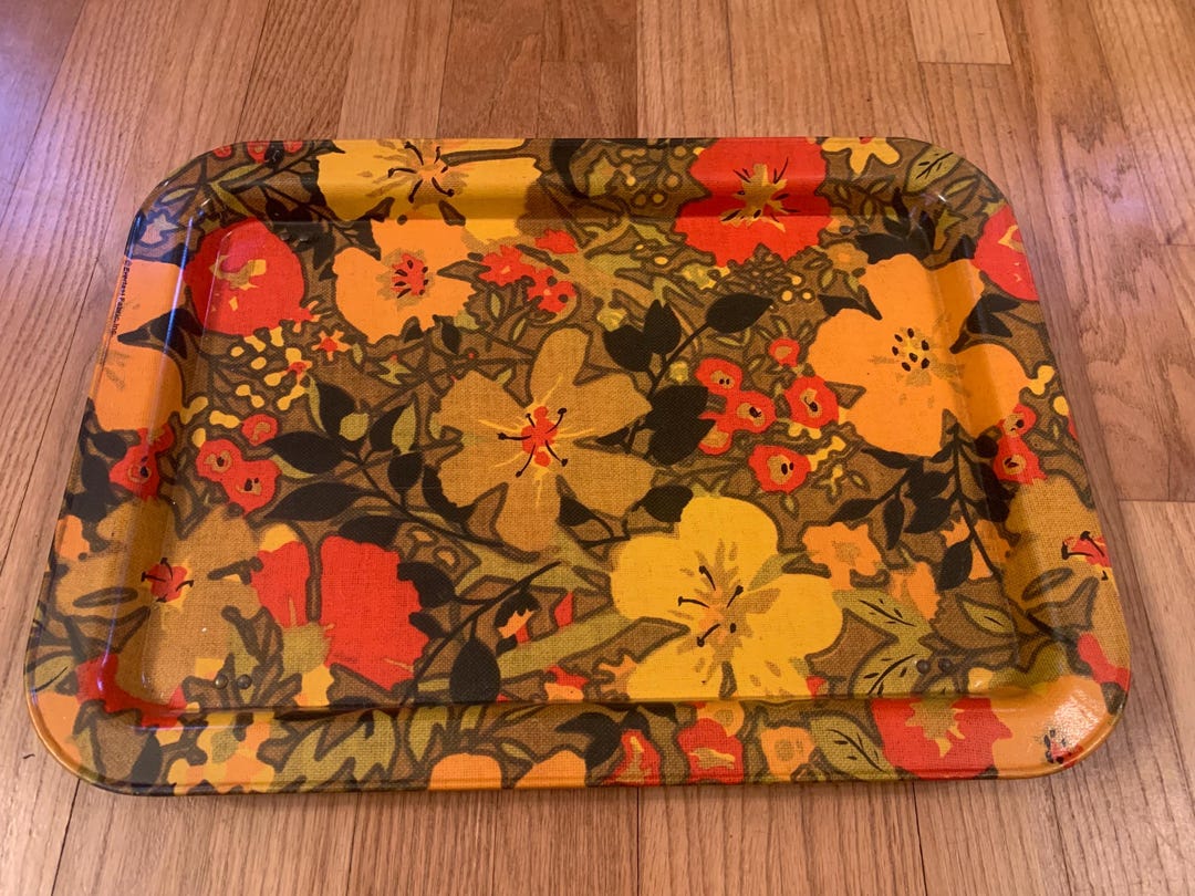Vintage, Mod Floral, MCM, Metal, Lap/tv Tray Table, With Metal, Folding ...