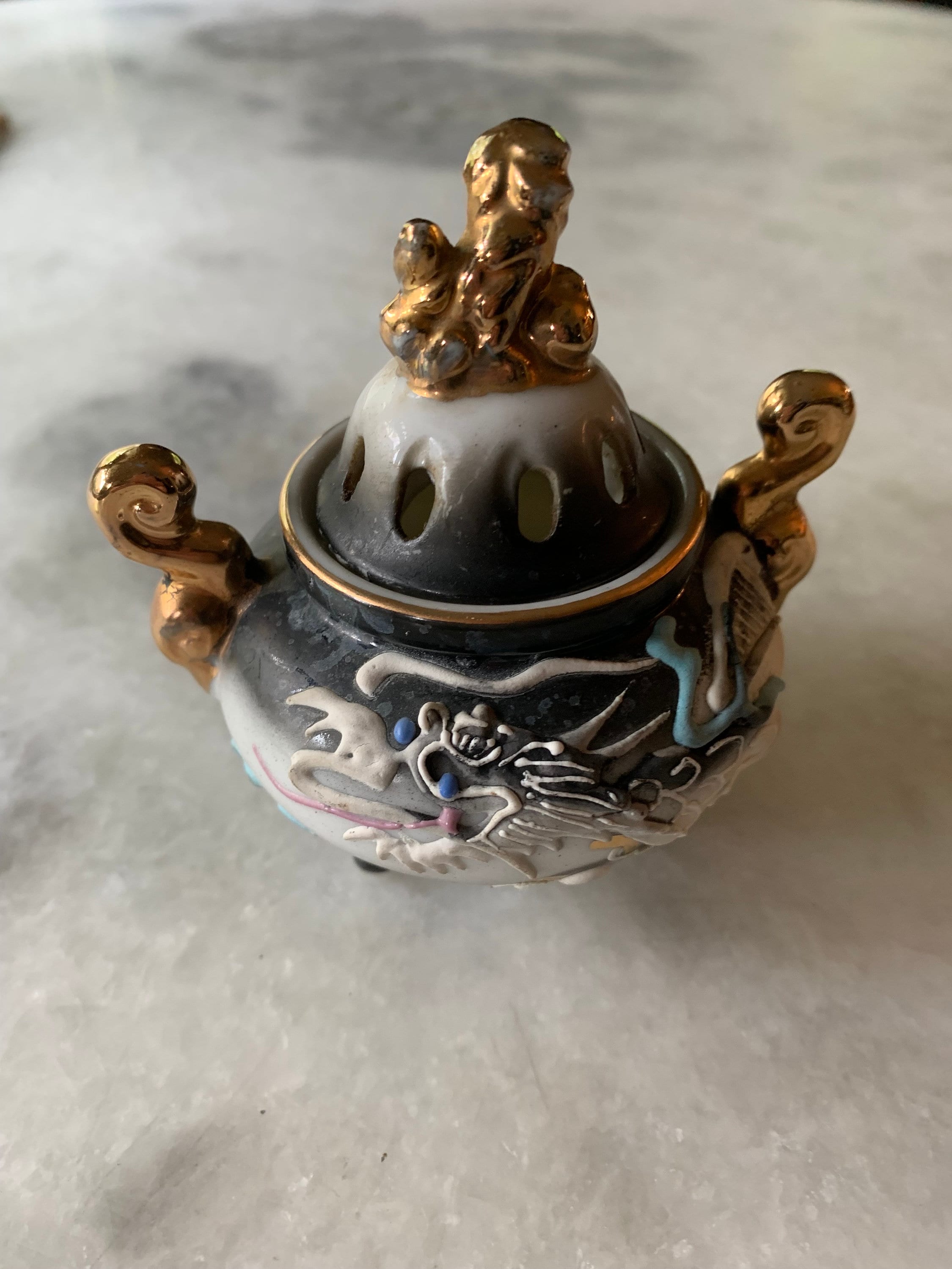 Vintage, Asian, Gold, Fu Dog/dragon Incense Burner, 1950’s - Etsy