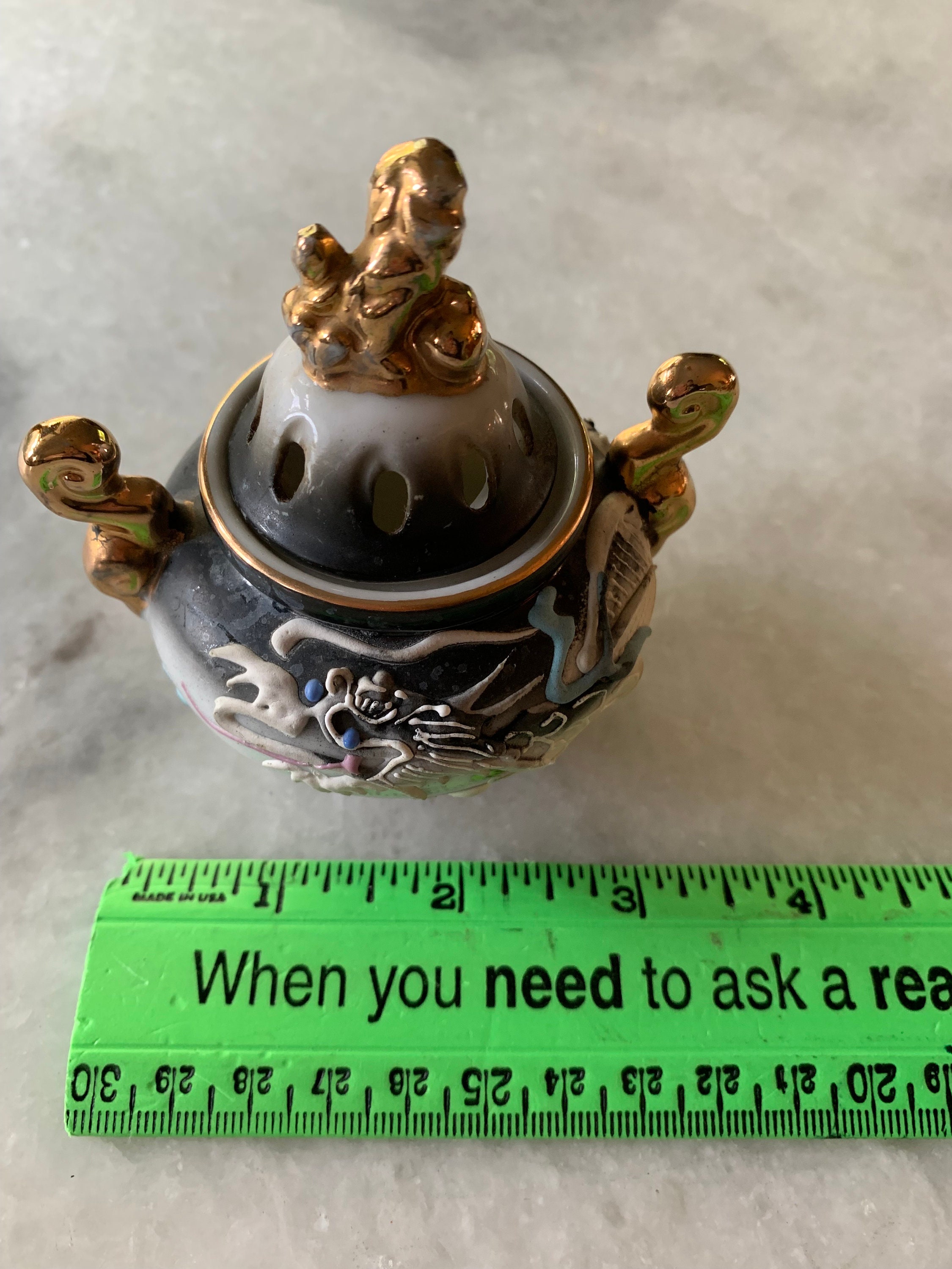 Vintage Asian Gold Fu Dog/dragon Incense Burner 1950s - Etsy