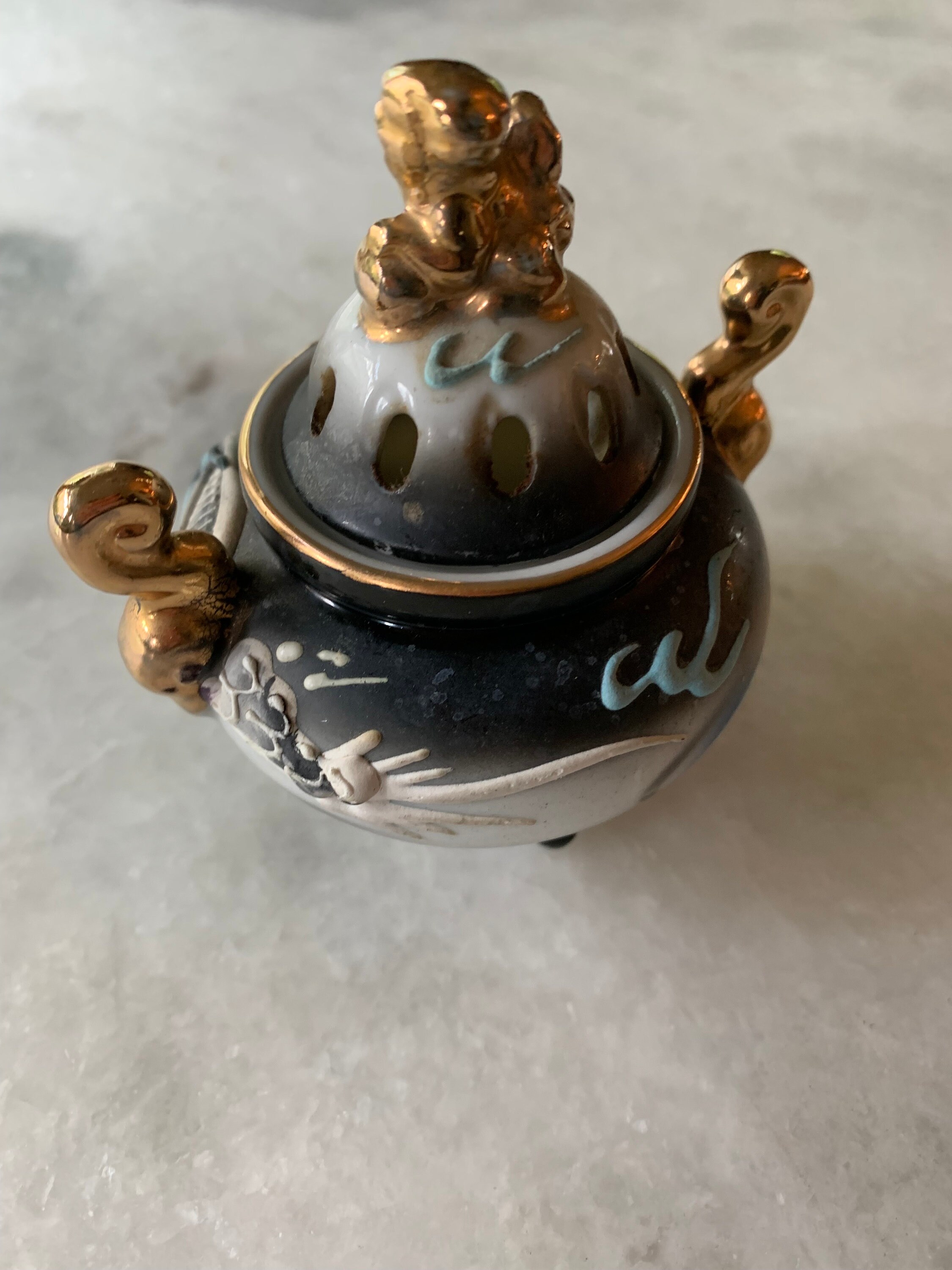 Vintage Asian Gold Fu Dog/dragon Incense Burner 1950s - Etsy