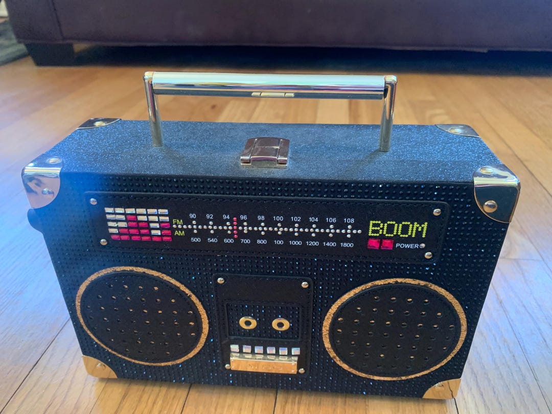 Aldo Boombox Purse, Black Glitter Radio Handbag - Etsy