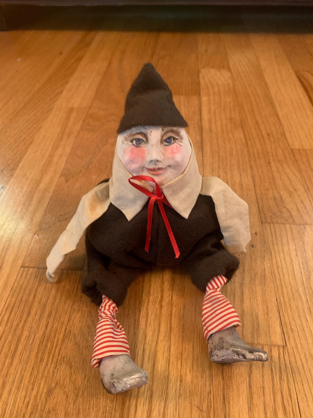 Vintage, Humpty Dumpty, Sitting Doll, Rustic, Paper Mache Head, Black ...