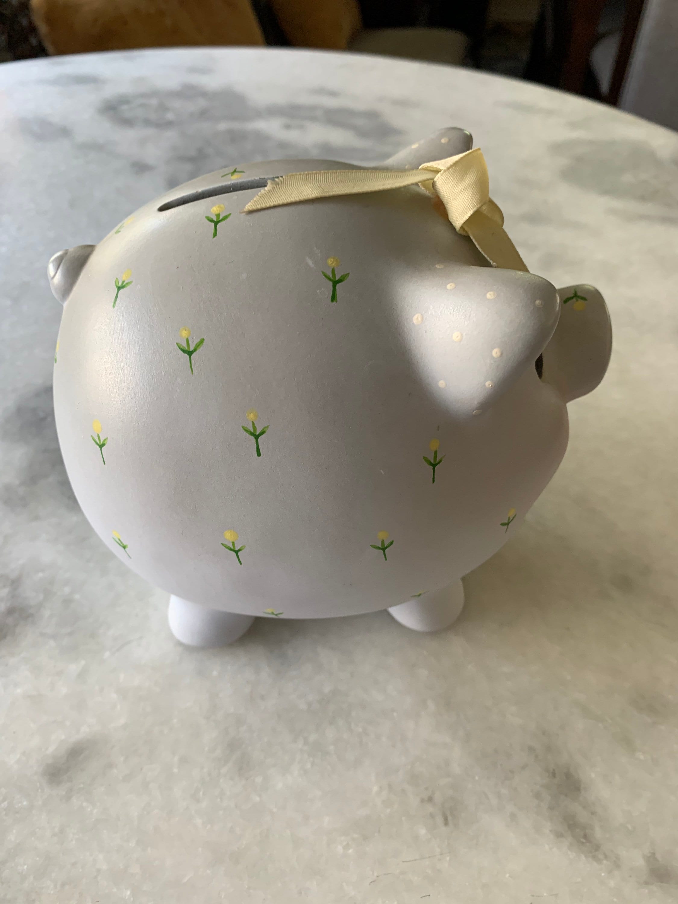 Vintage, Enesco, Pale Blue & Flowered, Piggy Bank, With Stopper, Made ...