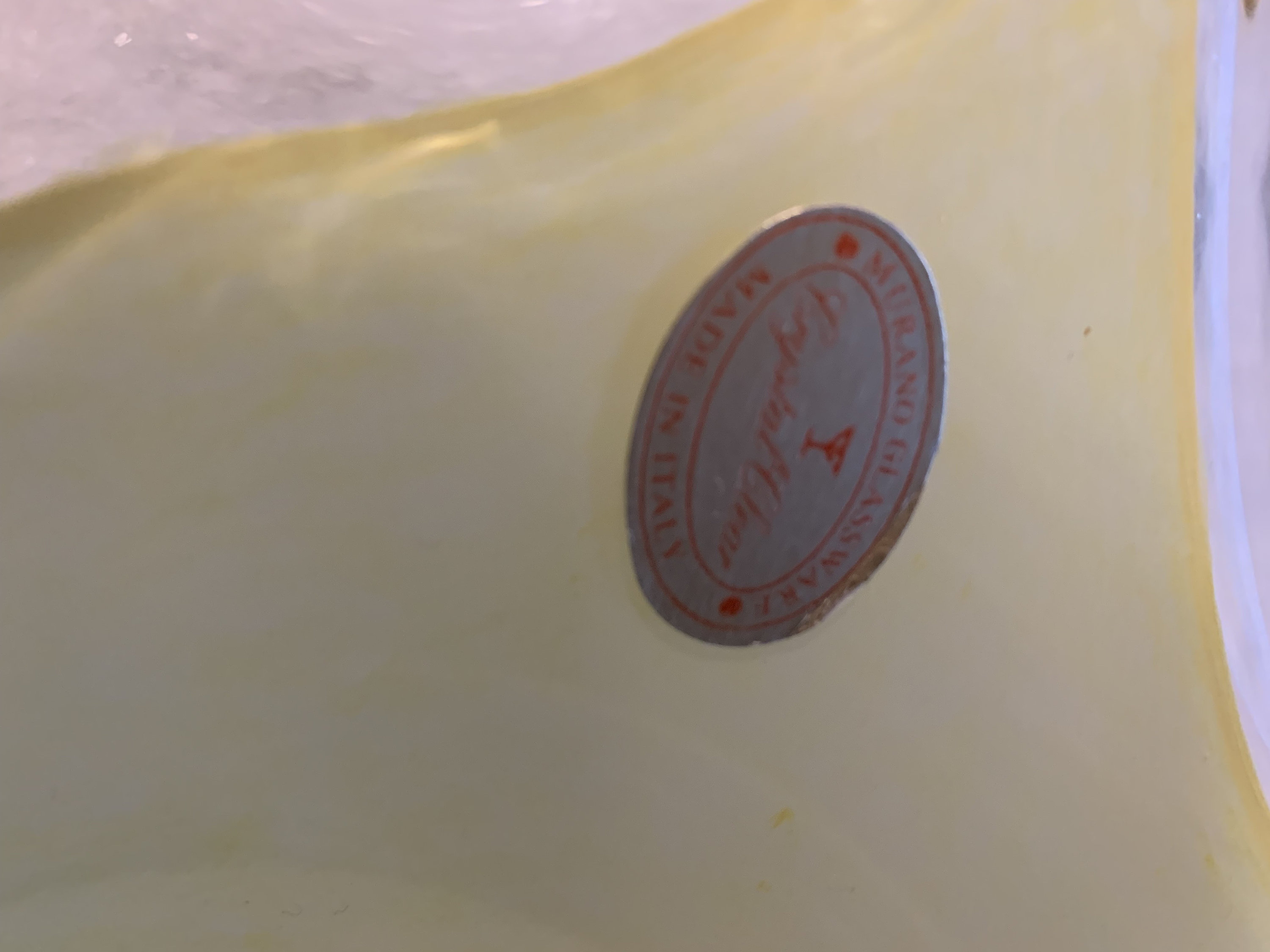 Yellow Glass, Handblown, Murano, Art Glass Bowl, Made in Italy, Marked ...