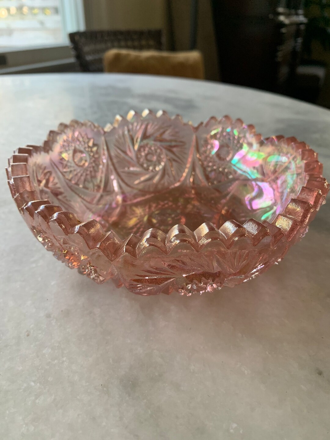 Vintage, L.G. Wright, Pink Depression Glass, Sawtooth, Candy Dish, Pre ...