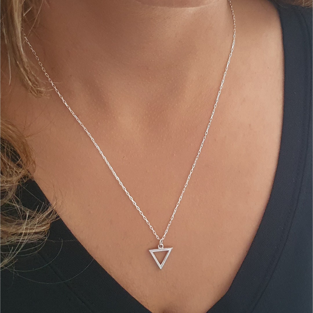 Triangle Necklace,925 Sterling Silver Triangle Necklace,christmas Gift ...