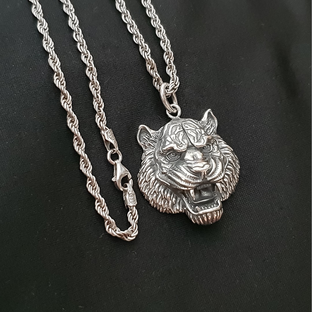 Tiger Necklace,tiger Head Pendant,gift Necklace for His,men Necklace ...