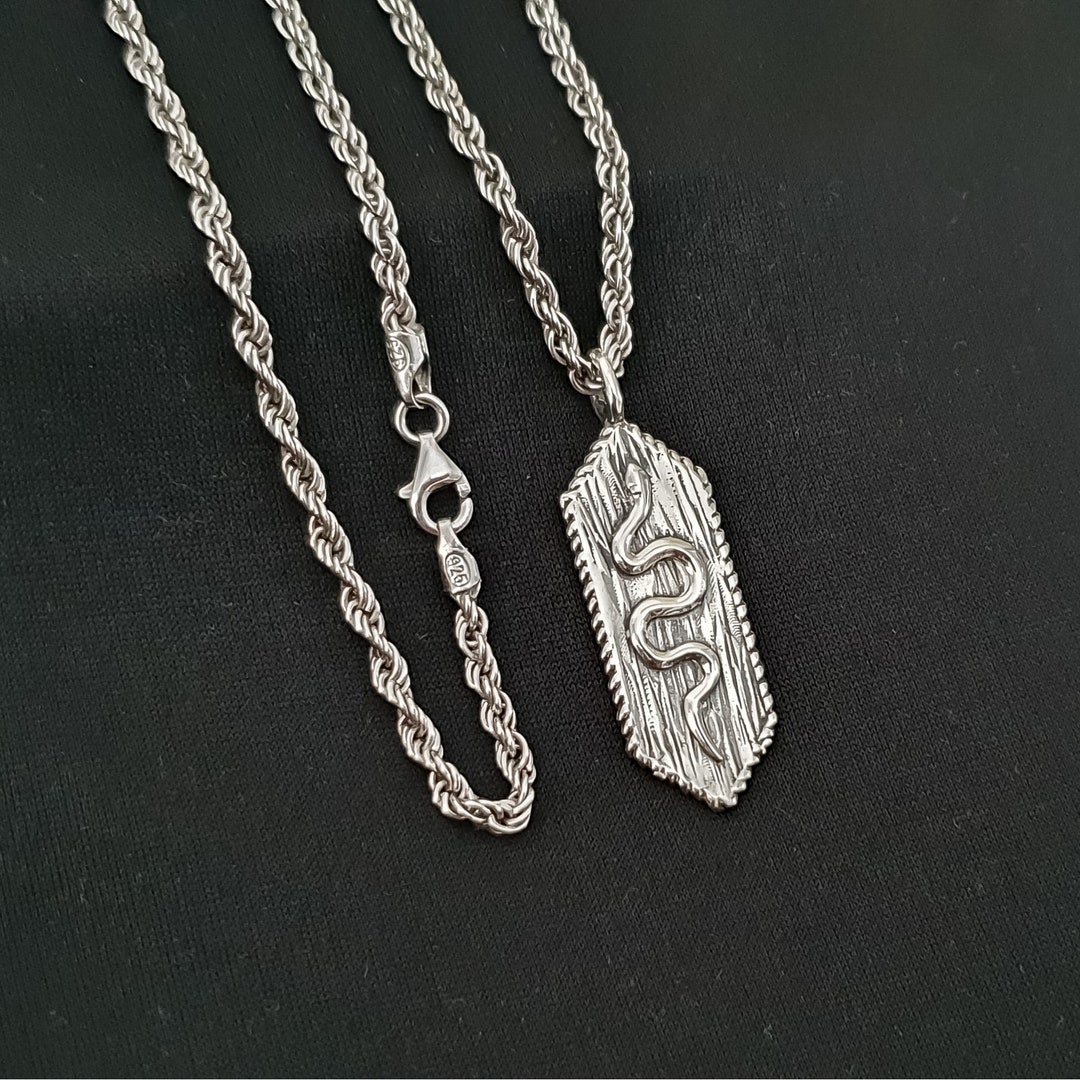 Silver Snake Necklace for Men,boho Snake Pendant,mens Pendant Charm ...
