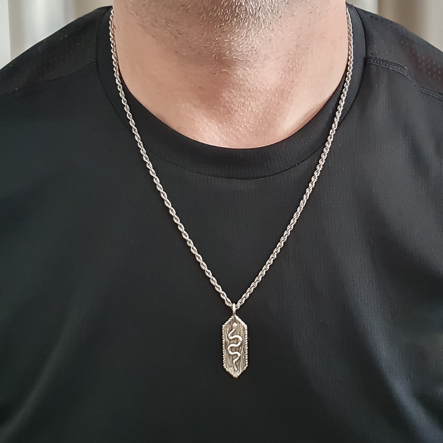 Silver Snake Necklace for Men,boho Snake Pendant,mens Pendant Charm ...