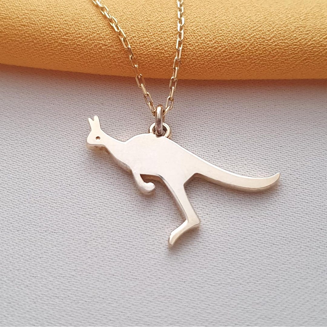 10k 14k Solid Gold Kangaroo Necklace, Animal Charm Necklace for Her ...
