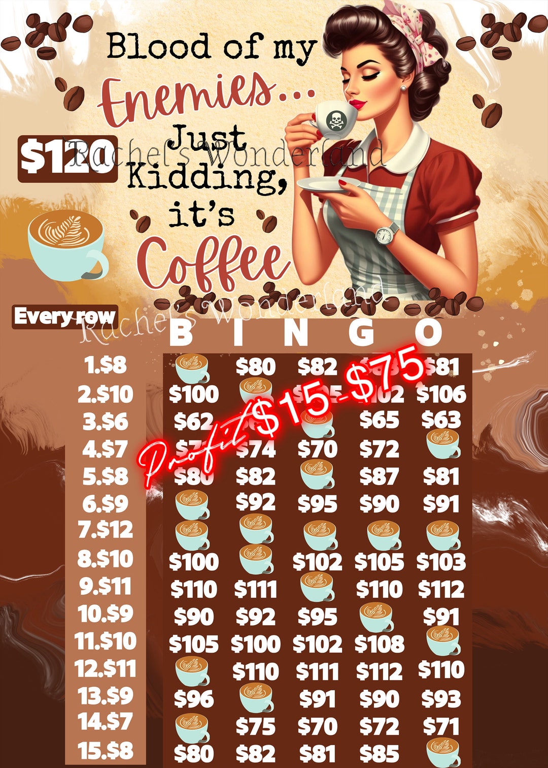 120 Every Row Funny Retro Housewife Pyp Bingo Board - Etsy