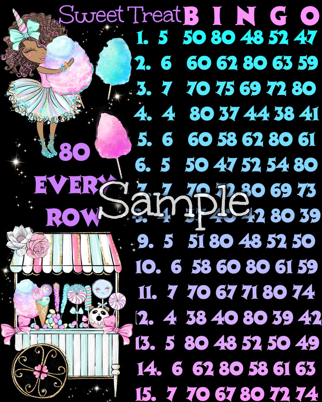 Sweet Treat 80 Every Row Pyp Bingo - Etsy