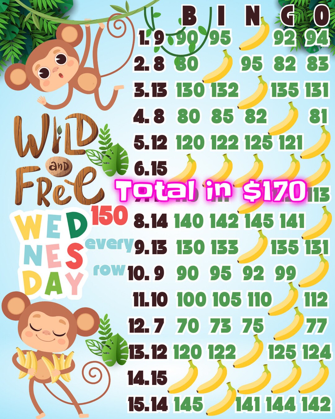 150 Every Row Wednesday Pyp Bingo Board - Etsy