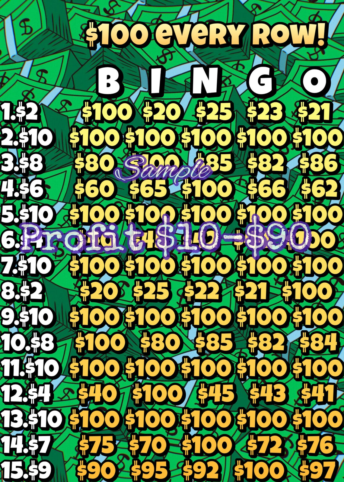 100 Every Row Pyp With Profit - Etsy