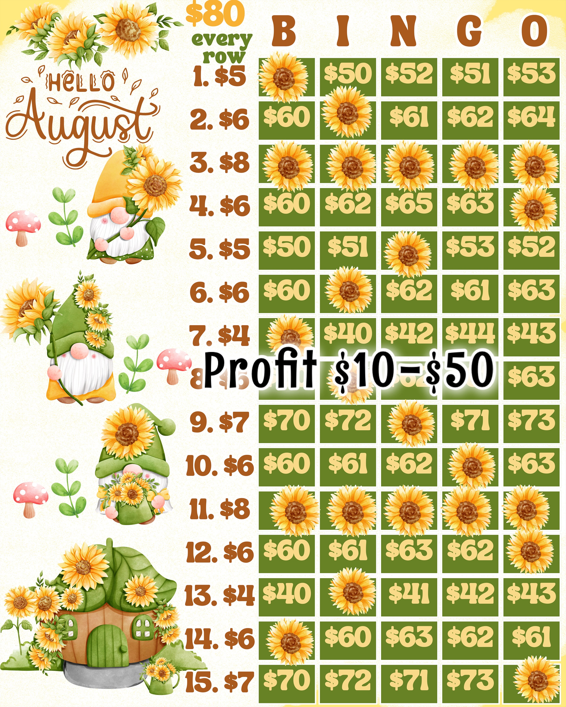 80 Every Row Gnome Pyp Bingo Board - Etsy