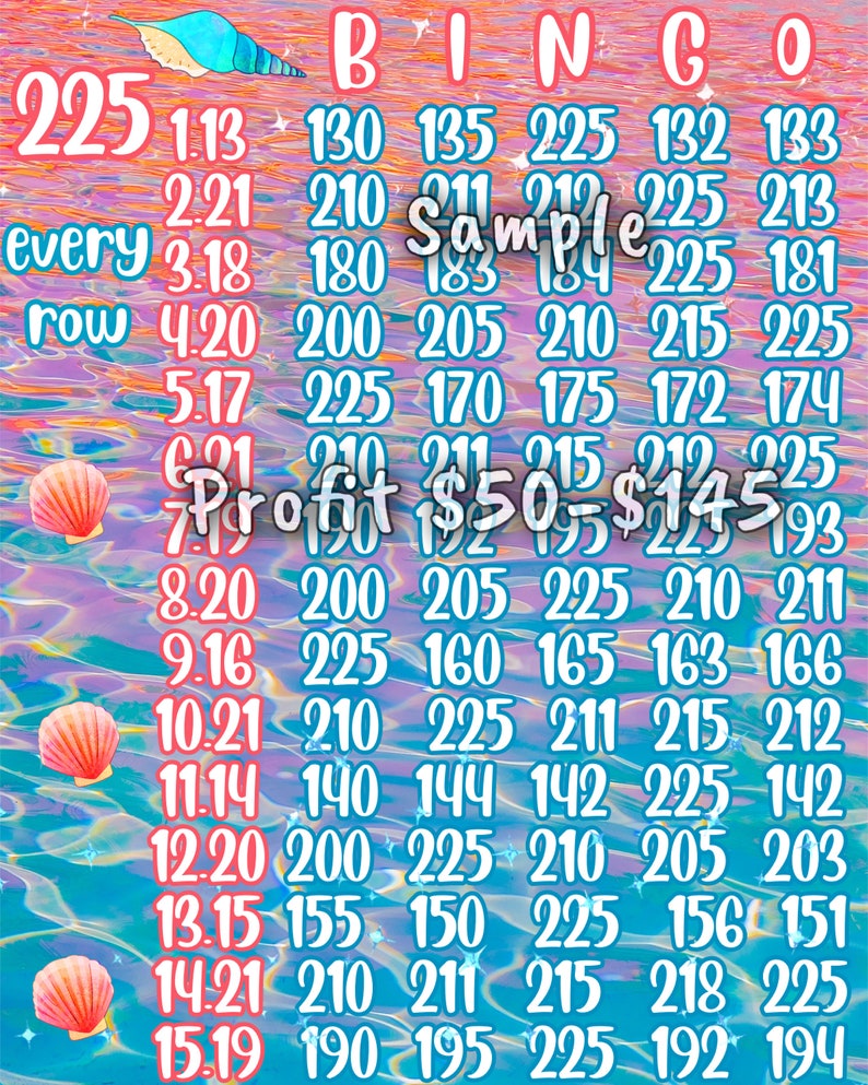 225 Every Row Pyp Bingo Board With Profit - Etsy