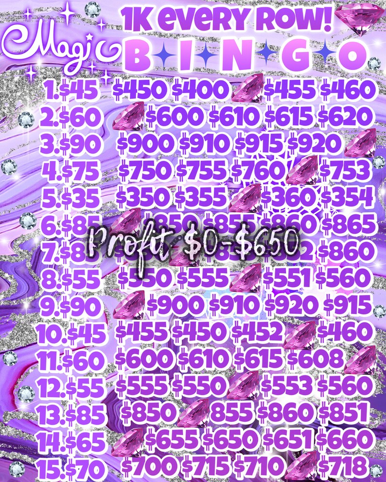 1K Every Row WTA Magic Bingo - Etsy